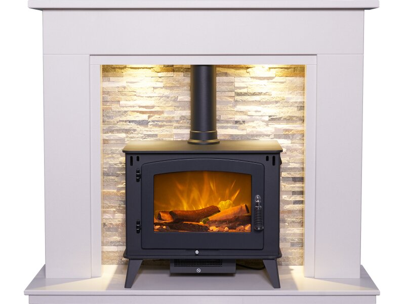 48″ Santorini China White with Oyster Slate Back Panel and Juno ...
