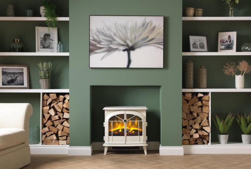 Dimplex Fullerton Cream/Leckford Black Electric Stoves | Quality Fireplaces