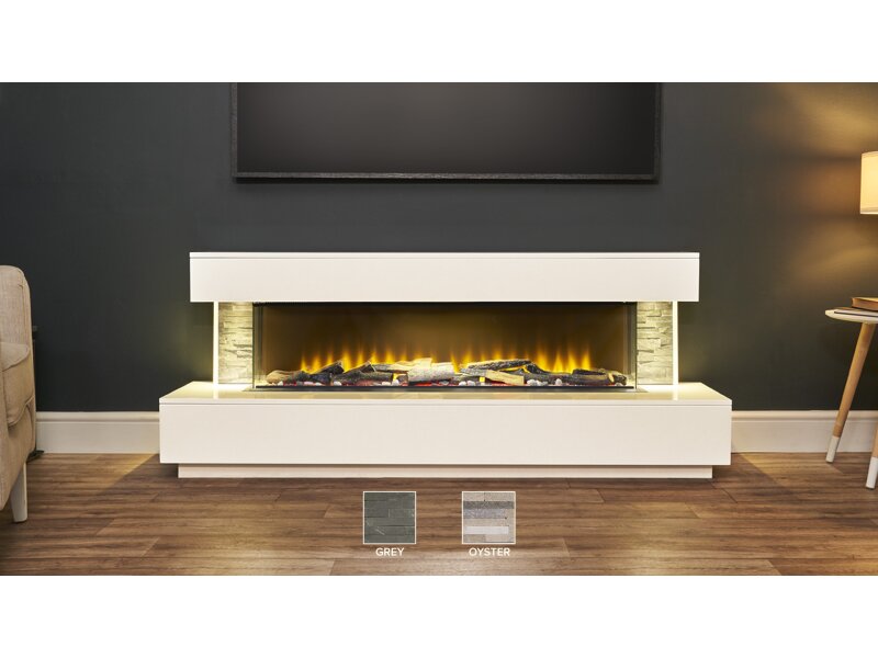 Alaska Marble Fireplace with OYSTER SIDES, Inferno 1250 Electric Fire ...