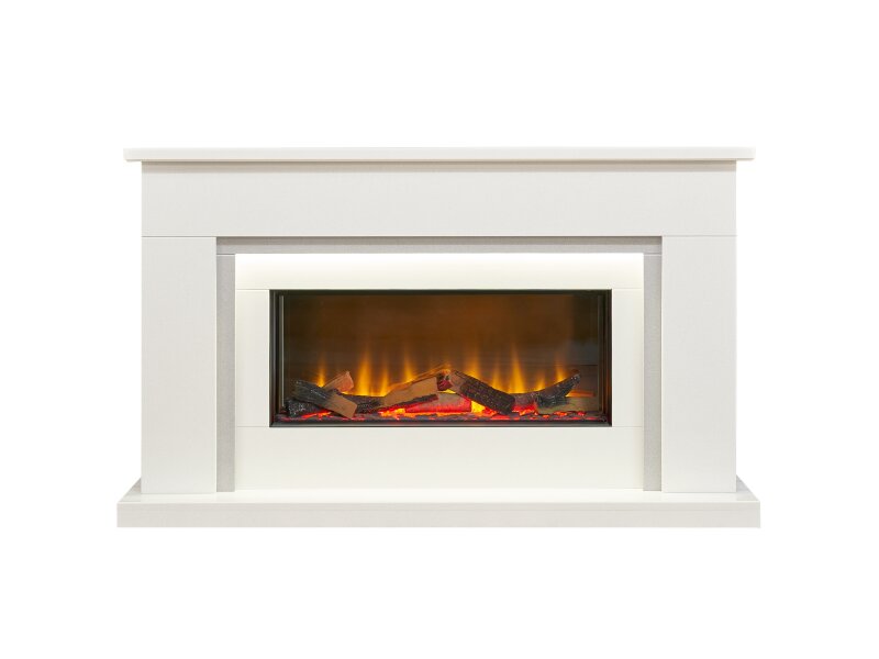 54″ Novara in China White with the Inferno 750 Electric Fireplace Suite ...