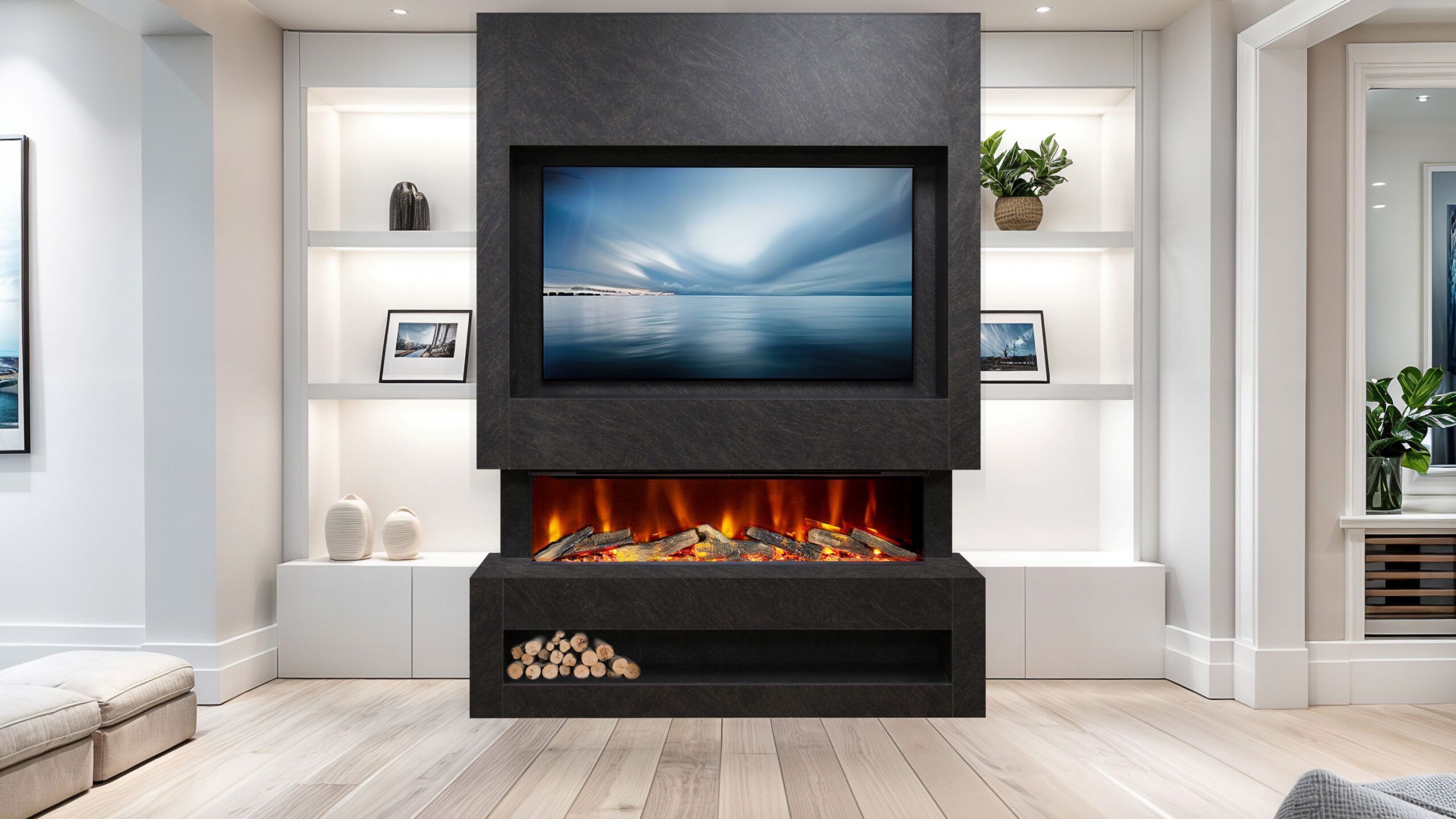 Celsi S1250 Media Wall White & Acoustic Oak, Or, Cupria Slate | Quality ...